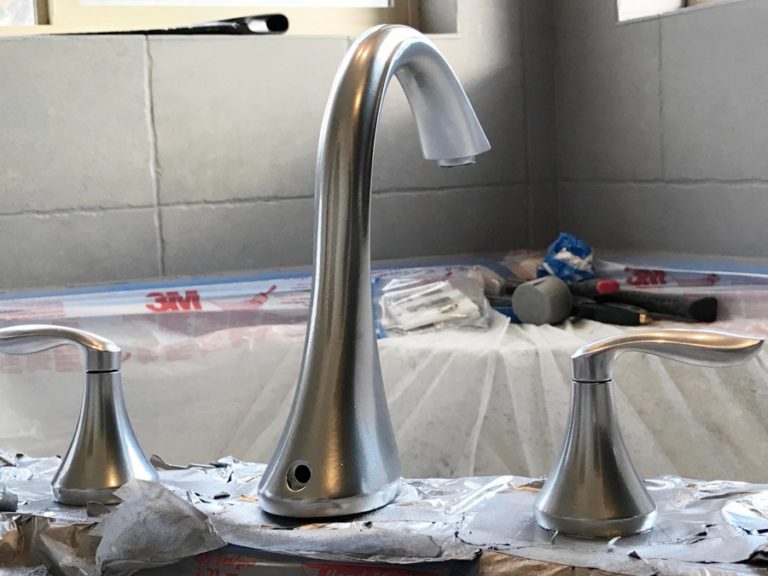 One Room Challenge- Week 3: Bathroom vanity and painted faucets ...
