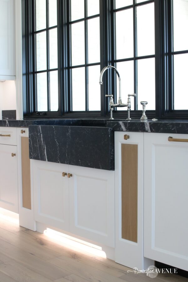 French Country Modern Kitchen with Black Marble Counters - Remington Avenue