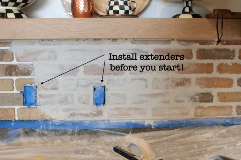 DIY Brick Backsplash with German Schmear - Remington Avenue