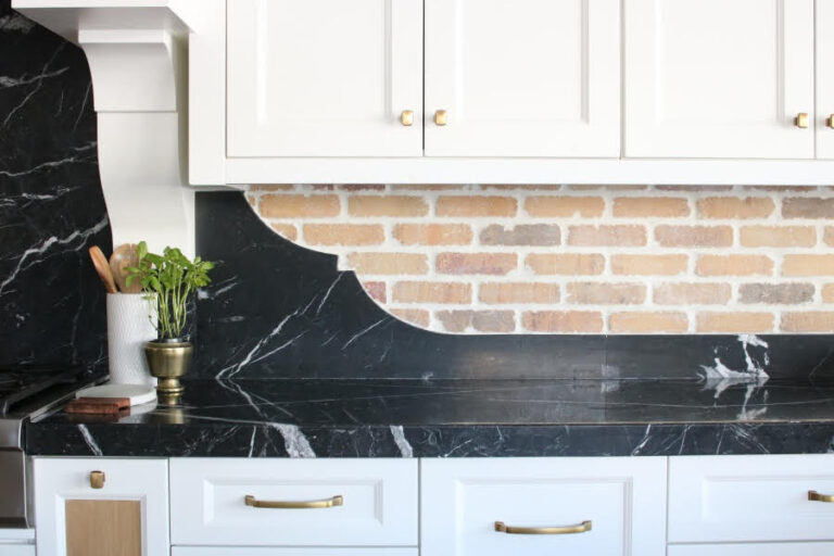DIY Brick Backsplash with German Schmear - Remington Avenue